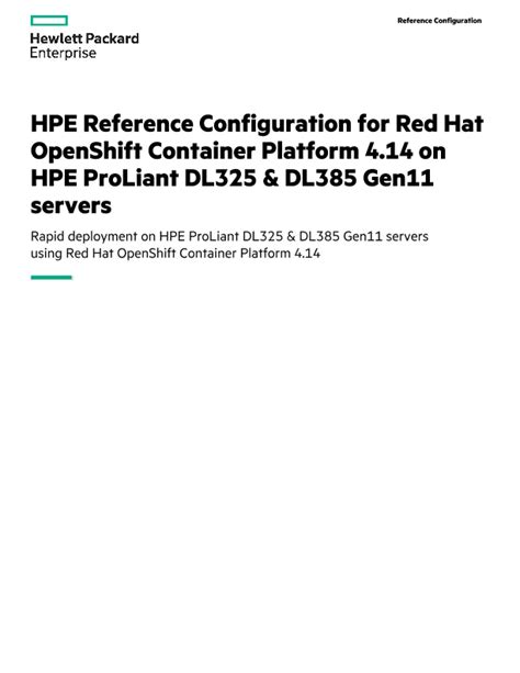 Hpe Reference Configuration For Red Hat Openshift Container Platform 414 On Hpe Proliant Dl325