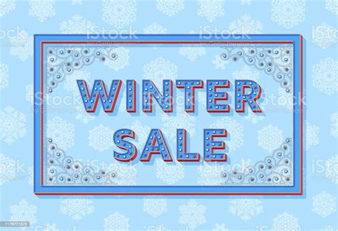 복고풍 양식에 일치시키는 타이포그래피가있는 겨울 판매 배경 템플릿 컬러 버튼 화려한 소용돌이 프레임과 테두리와 3d 글꼴 벡터 그림입니다 3차원 형태에 대한 스톡 벡터 아트