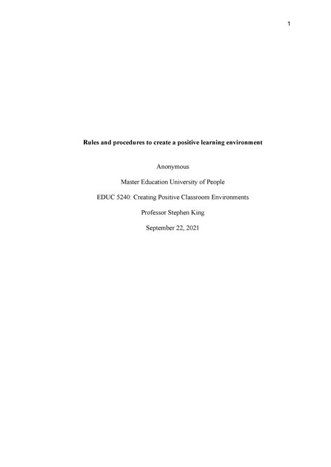 Rules And Procedures To Create A Positive Learning Environment Classroom Rules Are Put In