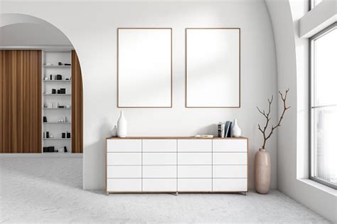 선반과 서랍 파노라마 창문 및 모형 프레임이있는 가벼운 거실 인테리어 0명에 대한 스톡 사진 및 기타 이미지 0명 3차원 형태 가정의 방 Istock