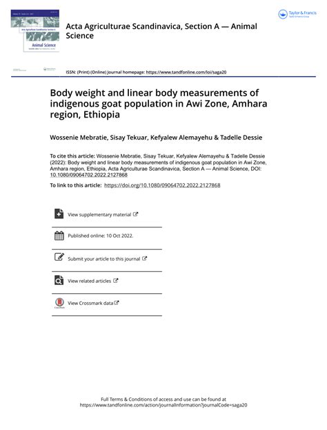 Pdf Body Weight And Linear Body Measurements Of Indigenous Goat