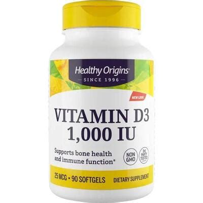 Витамин Д3 Healthy Origins Vitamin D3 1000 МЕ, 90 капсул : инструкция ...