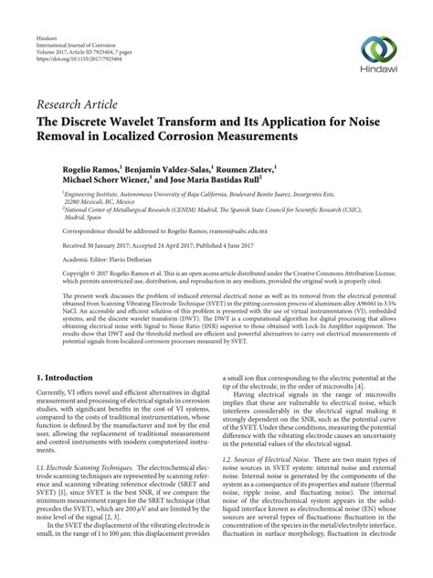 Pdf The Discrete Wavelet Transform And Its Application For Noise