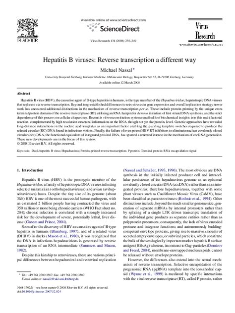 Pdf Hepatitis B Viruses Reverse Transcription A Different Way