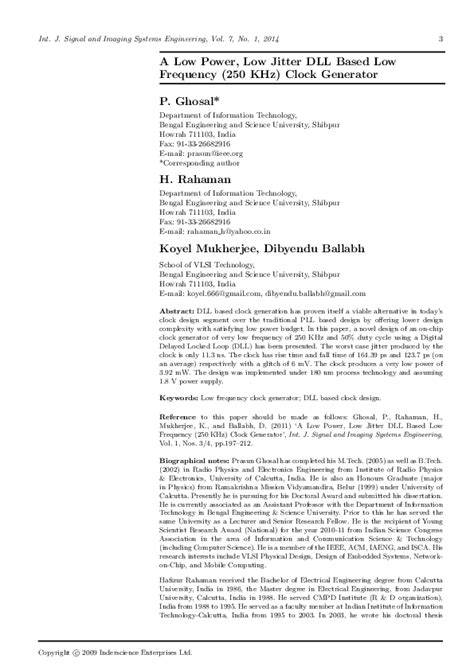 Pdf A Low Power Low Jitter Dll Based Low Frequency 250 Khz Clock Generator Prasun Ghosal