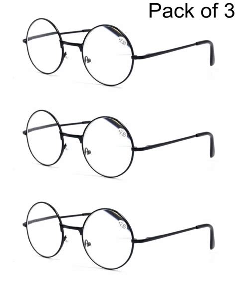 3 Pairs Reading Glasses Round Metal Vintage Retro Readers For Mens