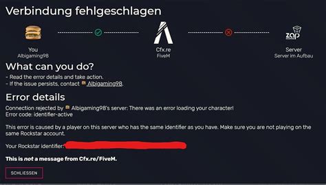 Connection Rejected Error Code Identifier Active Discussion Cfxre Community