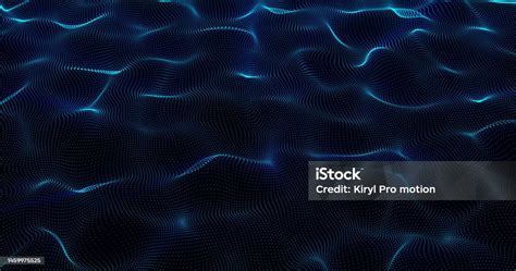 입자 점과 줄무늬 선에서 나오는 파란색 에너지 파동은 미래적으로 아름답게 빛납니다 추상적 인 배경 0명에 대한 스톡 사진 및 기타 이미지 Istock