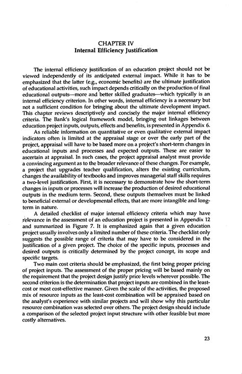 Framework Criteria Appraisal Socioeconomic Justification Education