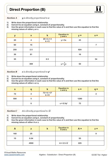 Inverse Proportion Worksheet Printable Maths Worksheets