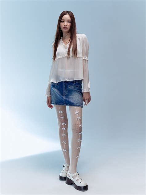 Semi See Through Blouse Light Pink Pomelo Fashion