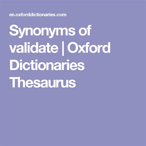 Synonyms Of Validate In Oxford Dictionaries Thesaurus