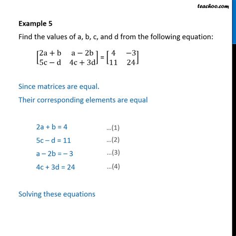 Example 5 Find Values Of A B C D 2a B A 2b Examples
