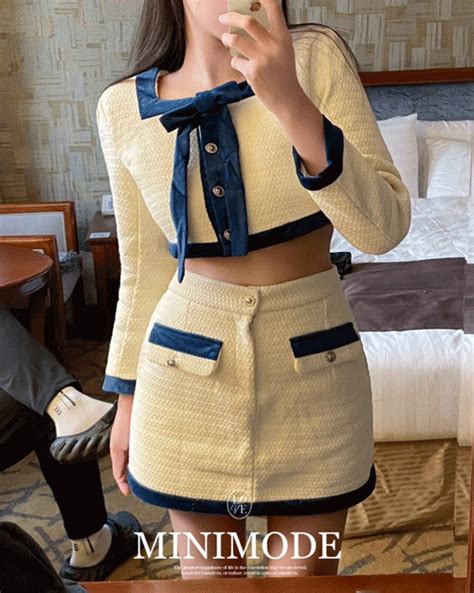 미니모드 🔥당일출고🔥 룰렛 벨벳 트위드 세트 트위드자켓 트위드스커트 하이웨스트스커트 크롭 자켓 리본 스퀘어넥 하이웨스트 스커트 연말룩 파티룩 크리스마스 클럽 파티원피스