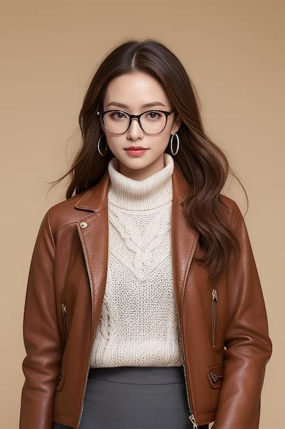Premium Ai Image A Woman Wearing Glasses And A Sweater With A Sweater On It