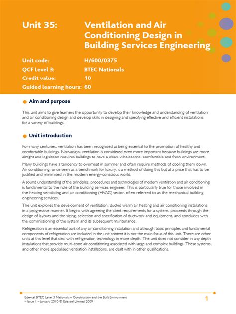 unit 35 ventilation and air conditioning design in building services