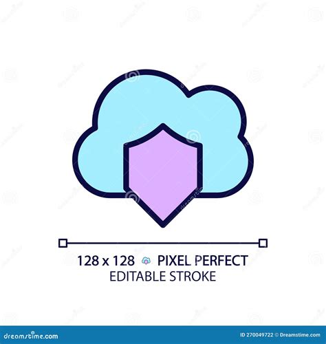 Cloud Security Pixel Perfect Rgb Color Icon Stock Vector Illustration Of Protection Vector