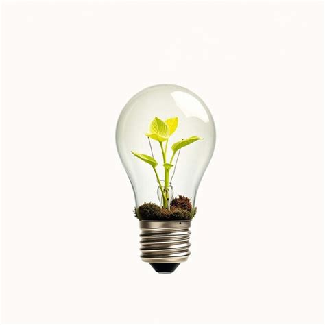 Lightbulb With Plant Growing Inside Innovation And Growth Isolated On White Background Premium