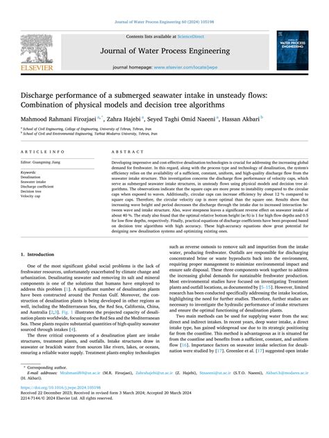 Pdf Discharge Performance Of A Submerged Seawater Intake In Unsteady Pdf Discharge Performance Of A Submerged Seawater Intake In Unsteady
