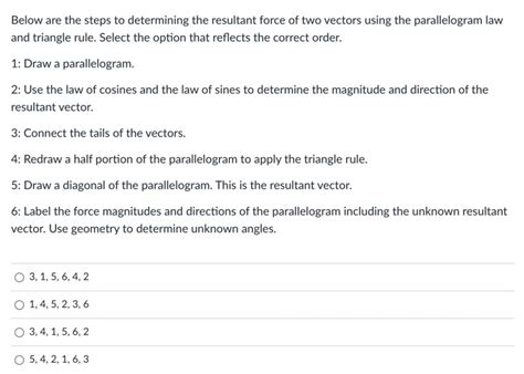 Solved Below Are The Steps To Determining The Resultant Force Of Two