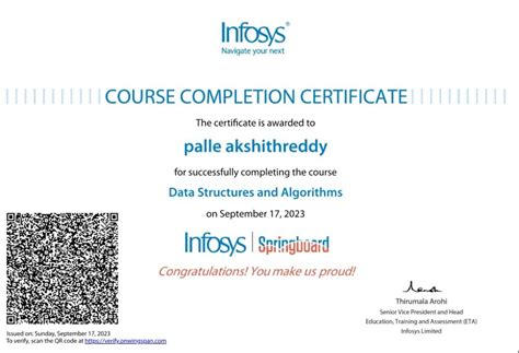 Datastructures Algorithms Infosysspringboard Certification Learningjourney