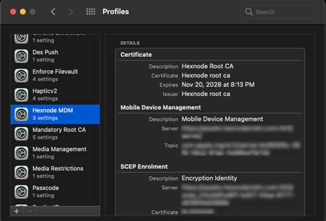 root certificates downloaded during macos enrollment unified endpoint