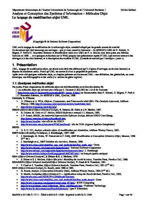 Cours En Pdf De Langage De Modélisation Objet Uml Coursinfopdf Com