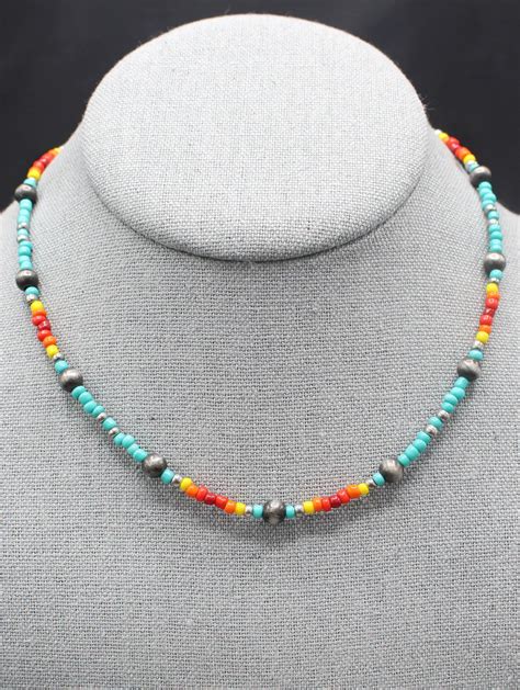 16″ Multicolor Seed Bead And Faux Pearl Necklace Shop Iowa