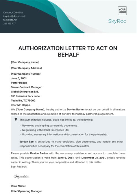 Sample Of Authorization Letter Examples Template In Pdf Authorization