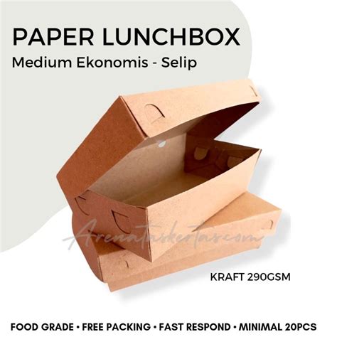 Jual Paper Lunch Box Selip Medium Ekonomis Kraft Coklat Dus Kemasan