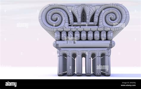 Modern 3d Illustration Of Architectural Structure Based On Archaic And