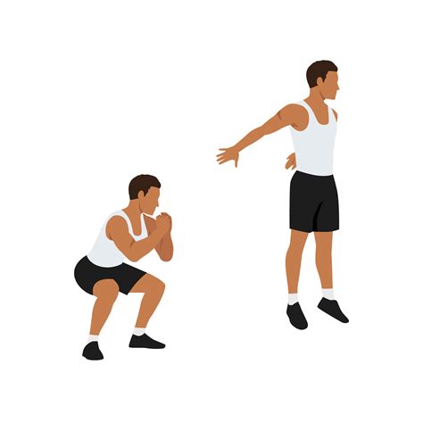 Man Doing Explosive Squat Exercise Flat Vector Illustration Isolated