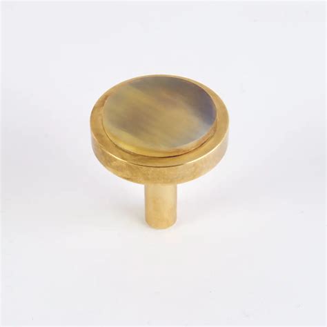 Polished Brass And Natural Cattle Horn Knob 256 Handles By Mood