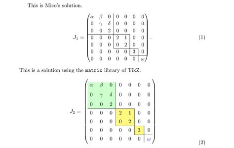 Matrices Jordan Normal Form With Mathematical Symbols Tex Latex