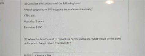 Solved Ces 1 Calculate The Convexity Of The Following Chegg Com