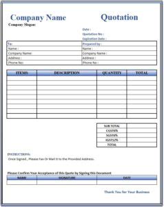 Quotation Format Download Quotation Format In Excel