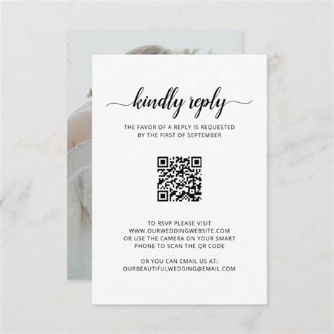 Simple Elegant Script Photo QR Code Wedding RSVP Card Zazzle