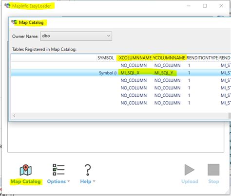 Displaying Coordinate Columns For A Mappable Dbms Table In Mapinfo Pro