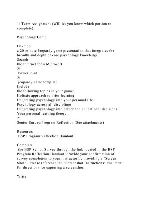 1 Team Assignment Will Let You Know Which Portion To Completedocx