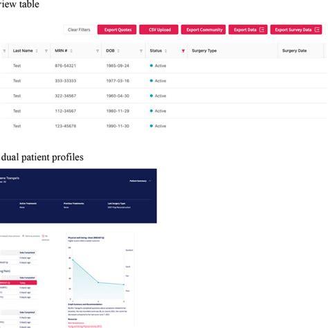 Clinician Dashboard Screenshot A Overview Table B Individual