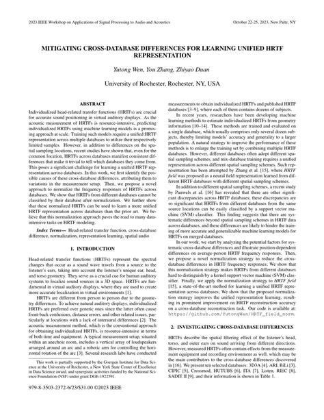 Pdf Mitigating Cross Database Differences For Learning Unified Hrtf