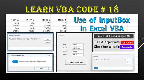 Learn Vba Code Part 18 Use Of Inputbox In Excel Vba Youtube
