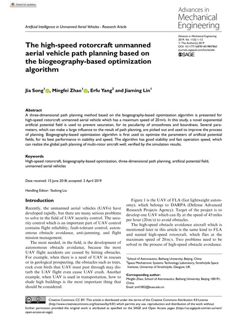 Pdf The High Speed Rotorcraft Unmanned Aerial Vehicle Path Planning Based On The Biogeography