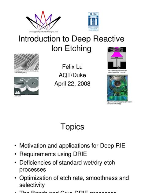 Introduction To Deep Reactive Ion Etching Pdf Microtechnology Semiconductors