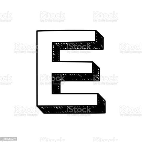 전자 문자 손으로 그린 기호입니다 큰 영어 문자 E 손으로 그린 흑백 로마 알파벳 문자 E 타이포그래피 기호의 벡터 일러스트 로고 아이콘으로 사용할 수 있습니다 개념에 대한