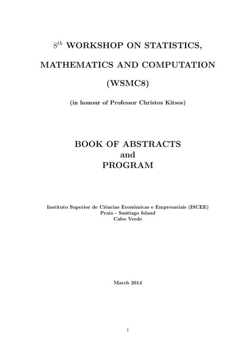 Pdf Book Of Abstracts 8th Workshop On Statistics Mathematics And