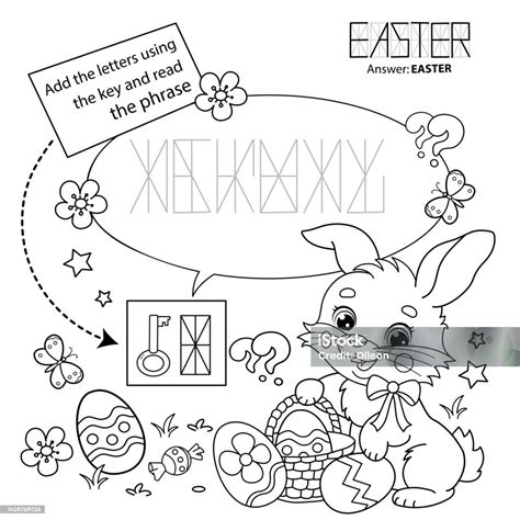 어린이를위한 퍼즐 게임 색칠 공부 페이지 개요 계란과 과자를 곁들인 만화 귀여운 부활절 토끼 아이들을위한 색칠 공부 책 0명에 대한 스톡 벡터 아트 및 기타 이미지 Istock