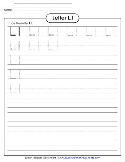 Letter L L Tracing Smaller Font Size Printable Alphabet L Mixed