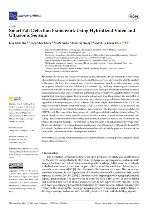 Pdf Smart Fall Detection Framework Using Hybridized Video And Ultrasonic Sensors