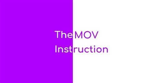 The Mov Instruction Assembly Language Youtube